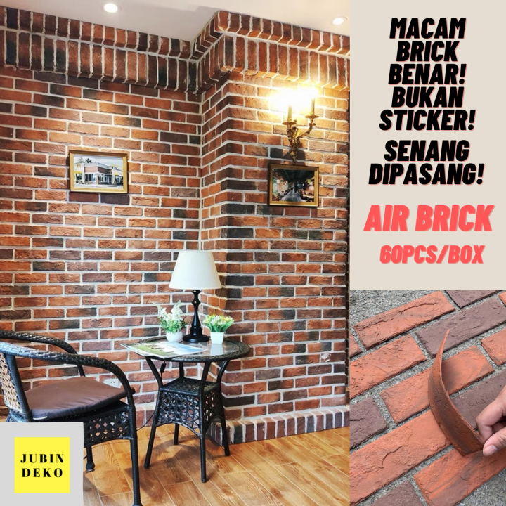 [1 BOX 60pcs]Air Brick Tiles/ Wall Brick tiles/Brick Wall Effect/ jubin ...