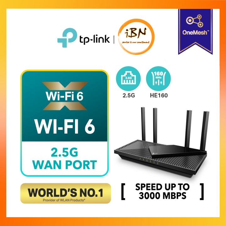 TP-Link Archer AX55 Pro AX3000 Wi-Fi 6 Router Dual Band Multi-Gigabit with 2.5G Port HomeShield ...