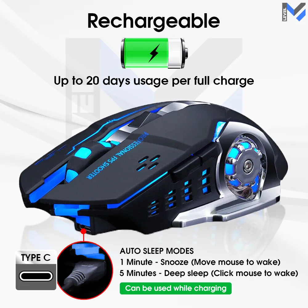 Gaming mouse DUAL MODE WiFi + Bluetooth 6D/7D Silent Wired Wireless ...