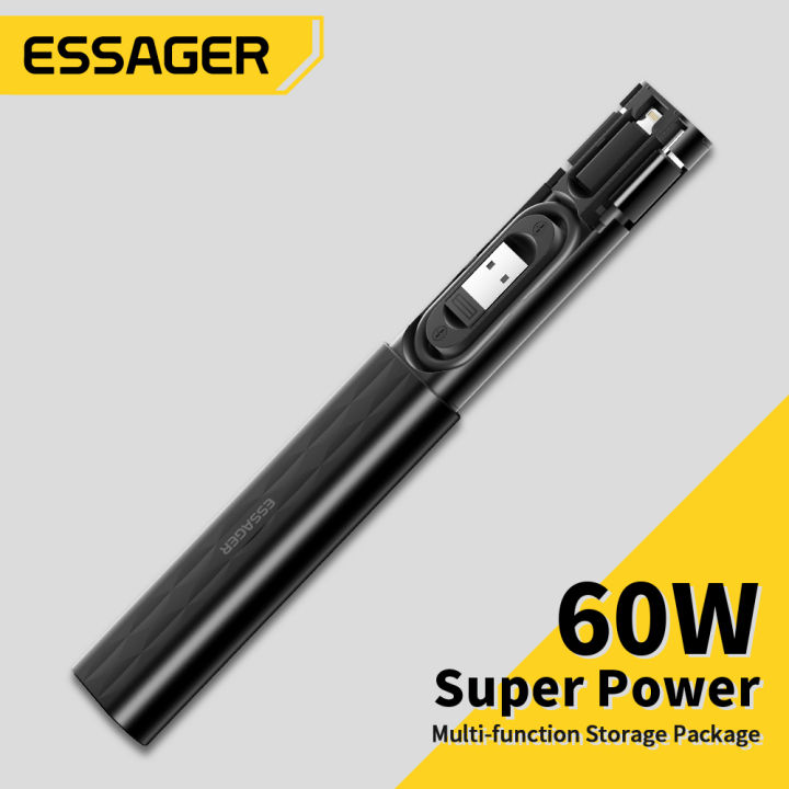 Essager Multifunction Data Cable Storage Box Charging 480Mbps Data ...