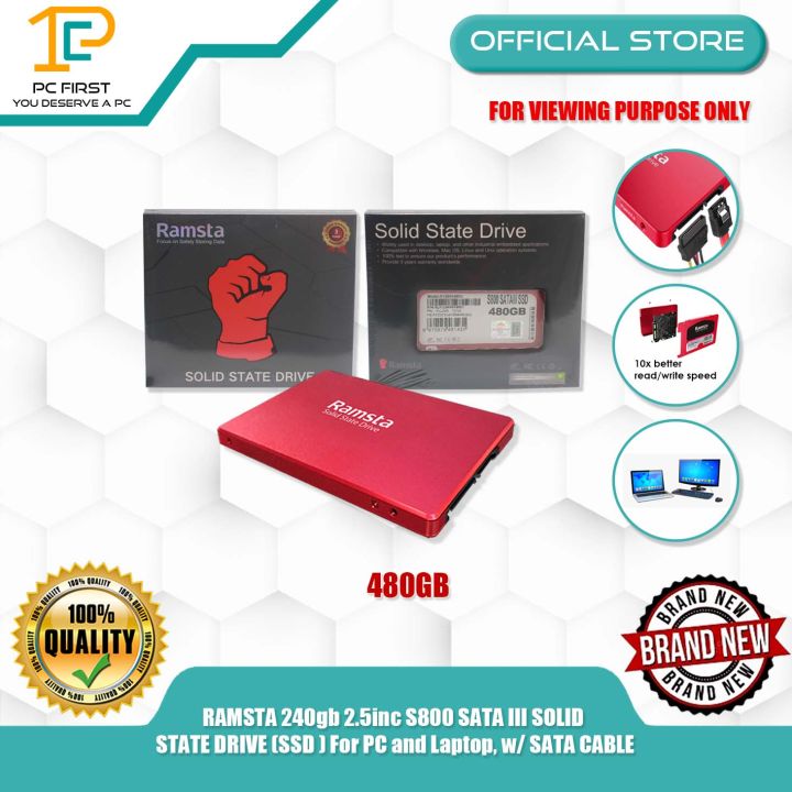 RAMSTA 480gb 2.5inc S800 SATA III SOLID STATE DRIVE (SSD ) For PC and ...