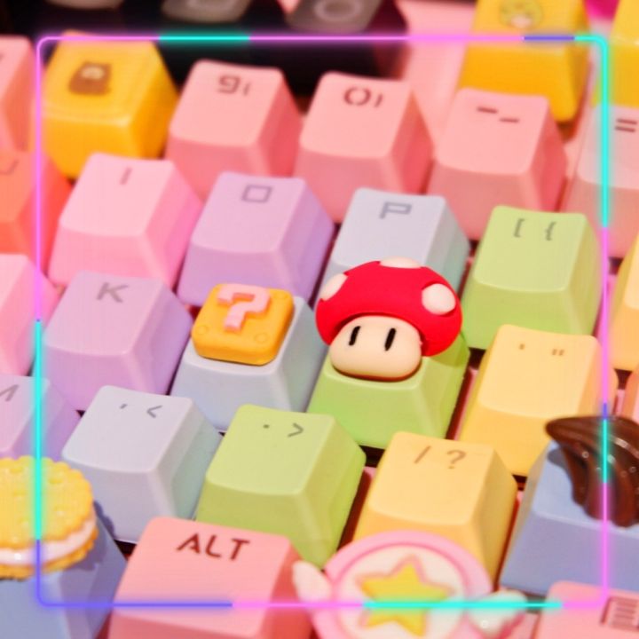 Super Mario Mushroom Artisan Kawaii Keycaps for Mechanical Keyboard ...