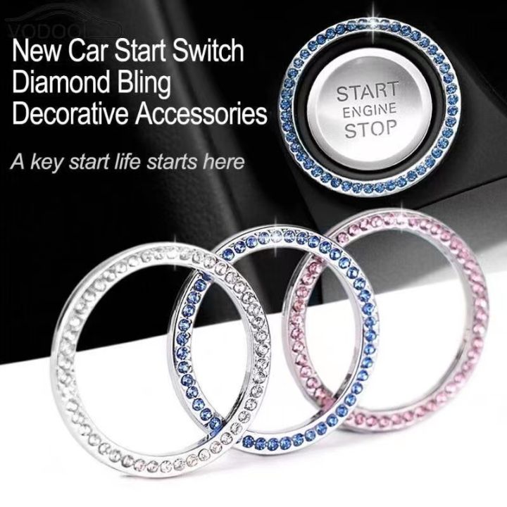 Fashion Crystal Rhinestone Car Engine Start Button Ring Decoration ...