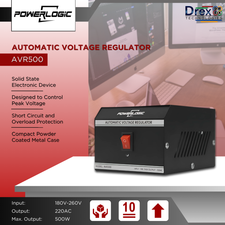 POWERLOGIC AVR500 High Performance Automatic Voltage Regulator 500W ...