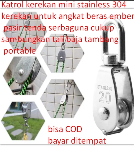 Katrol kerekan mini stainless 304 kerekan untuk angkat beras ember ...