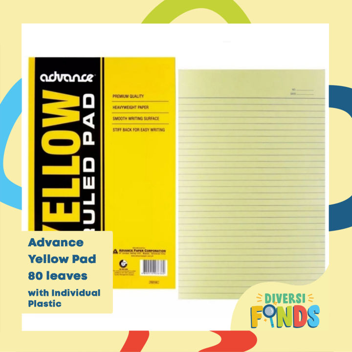 Veco or Advance Yellow Pad 80 leaves per pad 32 lines 8.5" x 13 ...