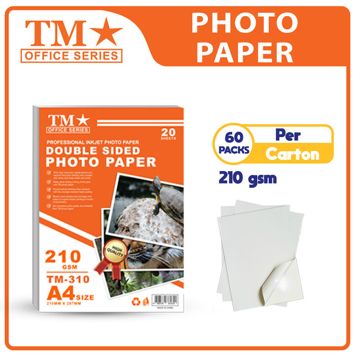 TM | 60 packs Double Sided Photo Paper A4 210 GSM (TM-310) | Lazada PH