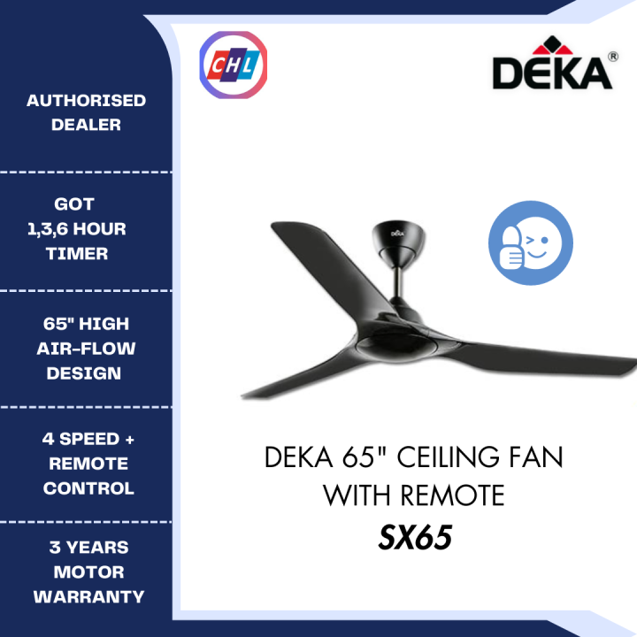 DEKA [AUTHORISED DEALER ] 65" 3 BLADE 4 SPEED CEILING FAN WITH REMOTE ...