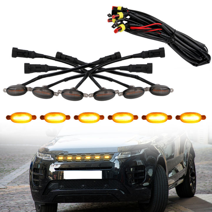 6pcs Front Grille Amber Led Light for Car 4x4 Off Road Light DC 12-24 ...