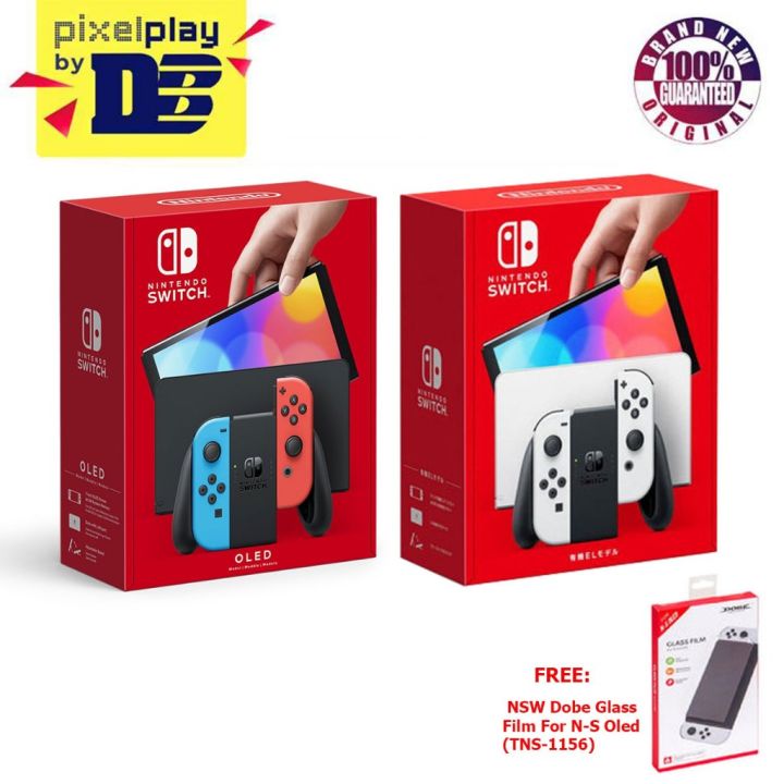 Nintendo Switch OLED Console (OLED Model) + NSW DOBE Glass Film For N-S Oled (TNS-1156) Bundle ...