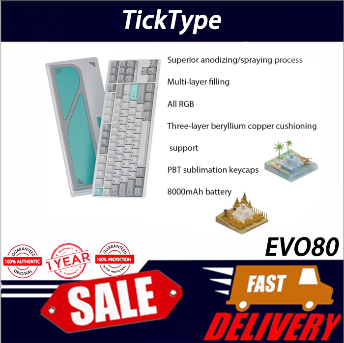 TickType EVO80 Tri-mode 2.4G Bluetooth Linear Aluminum Mechanical Keyboard | Lazada Singapore