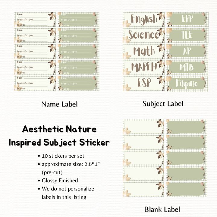 Estudio | Aesthetic Collection Name and Subject Label sticker | Lazada PH