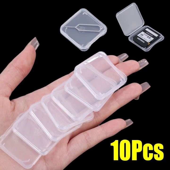10Pcs Transparent SD Memory Card Storage Box Protective Case Holder ...