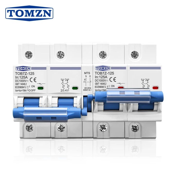 TOMZN 125A 2P plus 2P DC MTS Dual power Manual transfer switch Circuit breaker MCB for PV system ...