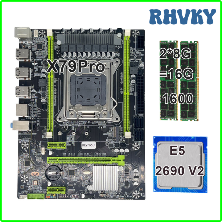 RHVKY KEYIYOU LGA 2011 X79 Pro Motherboard KIT Xeon E5 2690 V2 CPU2*8GB = 16GB 1600MHz DDR3 ECC ...