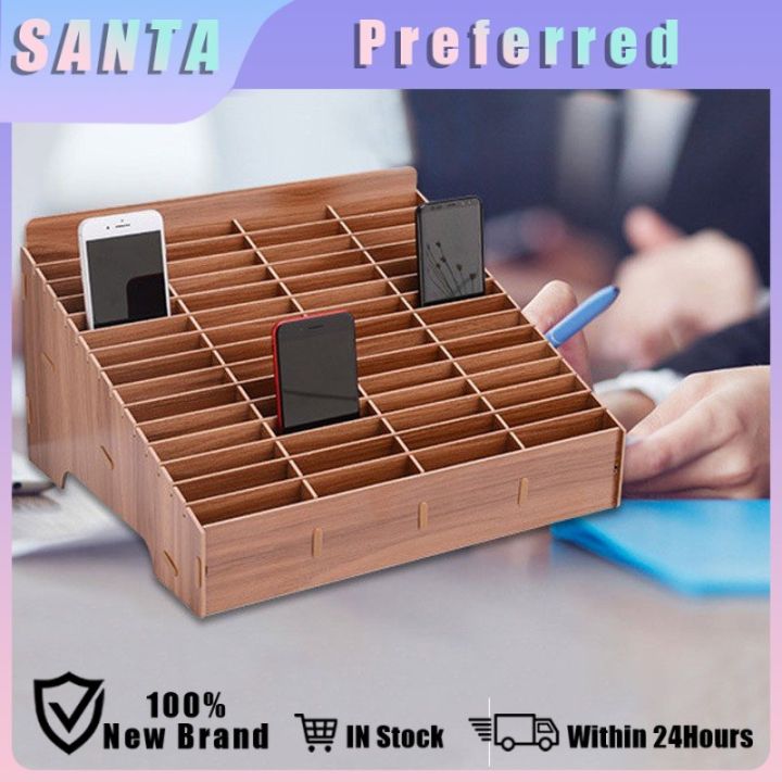 14/30 Multi-Grid Mobile Phone Storage Box Wooden Desktop Organizer For ...