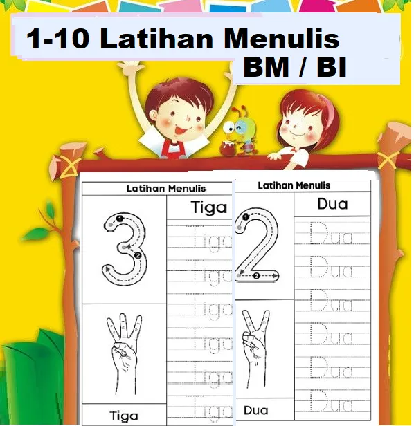 HANDWRITING PRACTICE - NUMBERS NOMBOR 1-10 One to Ten Satu Hingga ...
