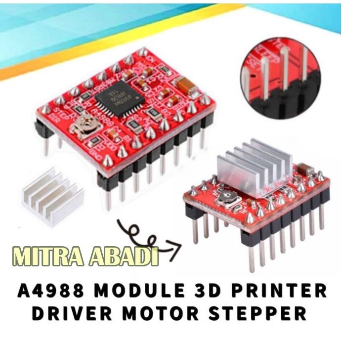 A4988 Modul Module 3D Driver Motor Stepper + Heatsink 3D Printer Part | Lazada Indonesia