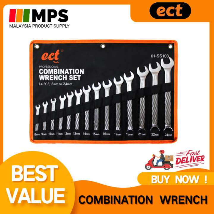 ect Combination Wrench Set 14 pc Metric Wrench Set 12-Point Chrome ...