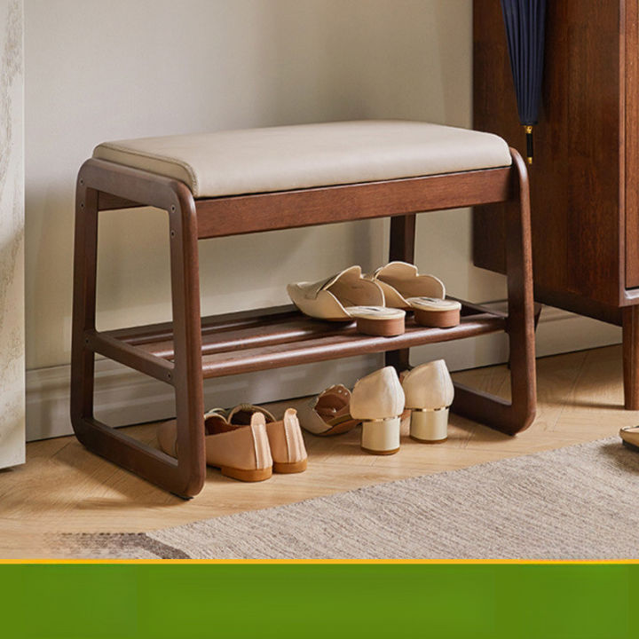 Solid Wood Changing Household Wearing Stool Cabinet Entrance Shoe Rack ...