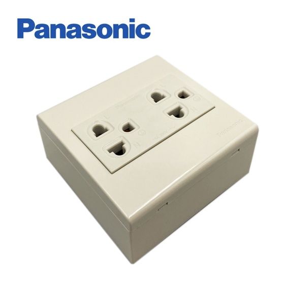 Panasonic ชุดเต้ารับกราวด์คู่พร้อมฝา ฝังและติดลอย 3x3 ขนาดกะทัดรัด ...
