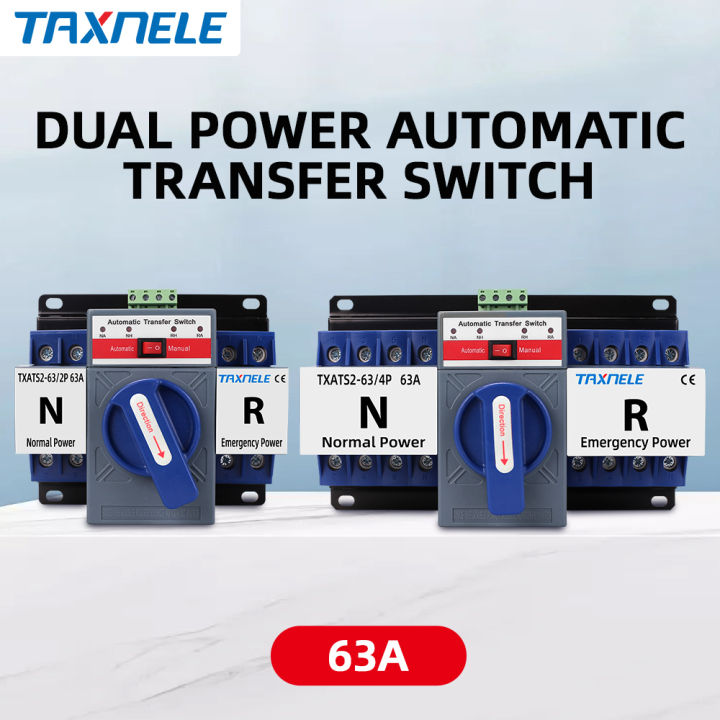 2P 4P 63A 230V Dual Power transfer switch ATS Automatic Backup Power Switch Changeover Auto ...