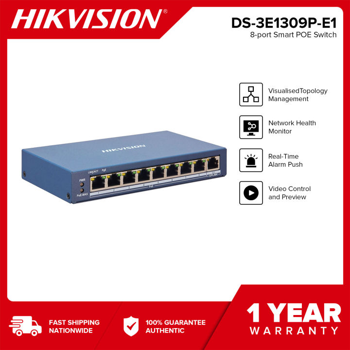 Hikvision DS-3E1309P-EI Smart Managed 8-Port 100Mbps Fast Ethernet Smart PoE Switch | Lazada PH