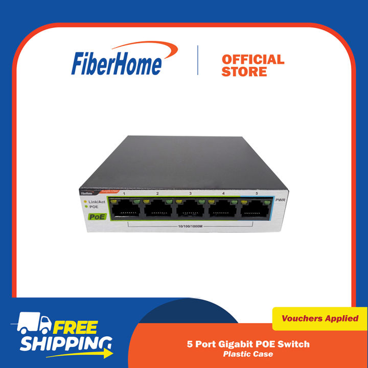 Fiber Home 5 Port Gigabit POE Switch Plastic Case POE CCTV Camera POE ...