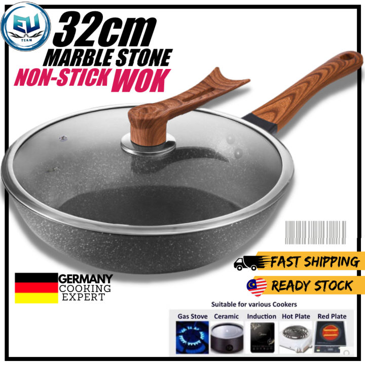 【Ready Stock】Non Stick Wok 32cm Maifan Stone Frying Pan Cooking Wok ...