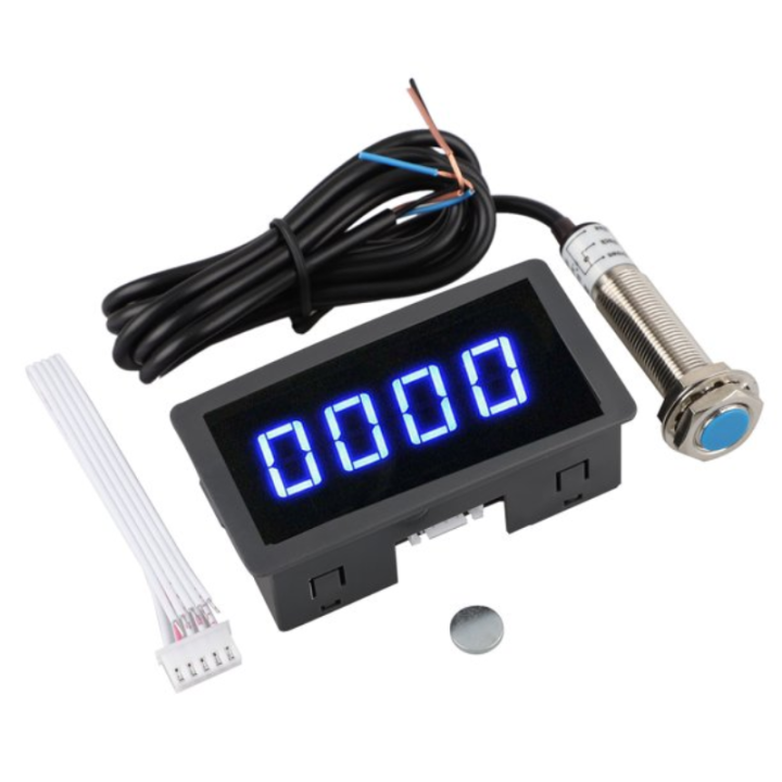 1set 12v 24v Measuring Gauge 4 Digital Blue/green/red Led Tachometer ...