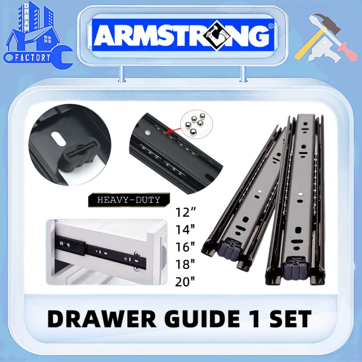 ARMSTRONG Drawer Guide Full Extension Steel Drawer Ball Bearing 3 Fold ...
