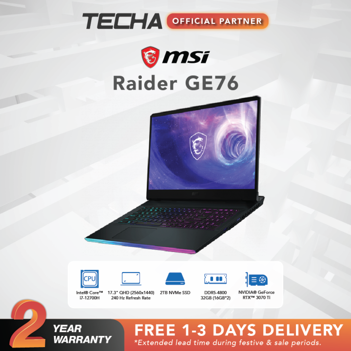 MSI Raider GE76 12UGS | 17.3" UHD | i7-12700H | RTX 3070Ti | 32GB ...