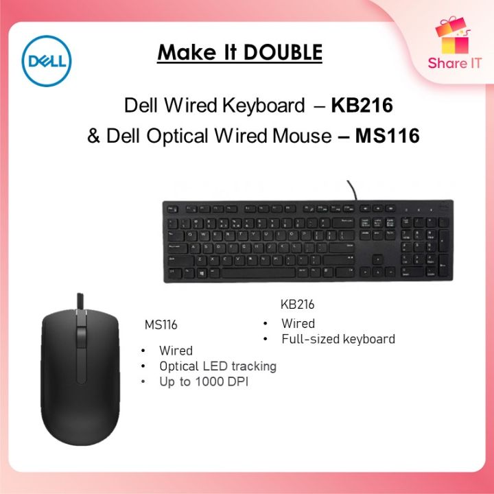 Dell KB216 & MS116 - Wired Keyboard & Optical Wired Mouse [ Save Up RM ...