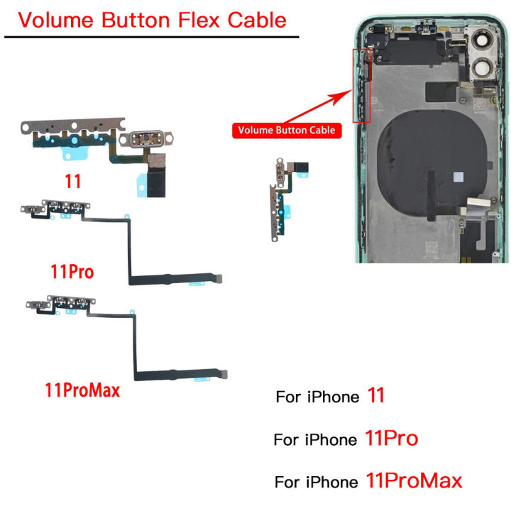 Volume Button Flex Cable for iPhone 11 Pro Max Mute Silent Switch and Sound Keyboard Ribbon Flex ...