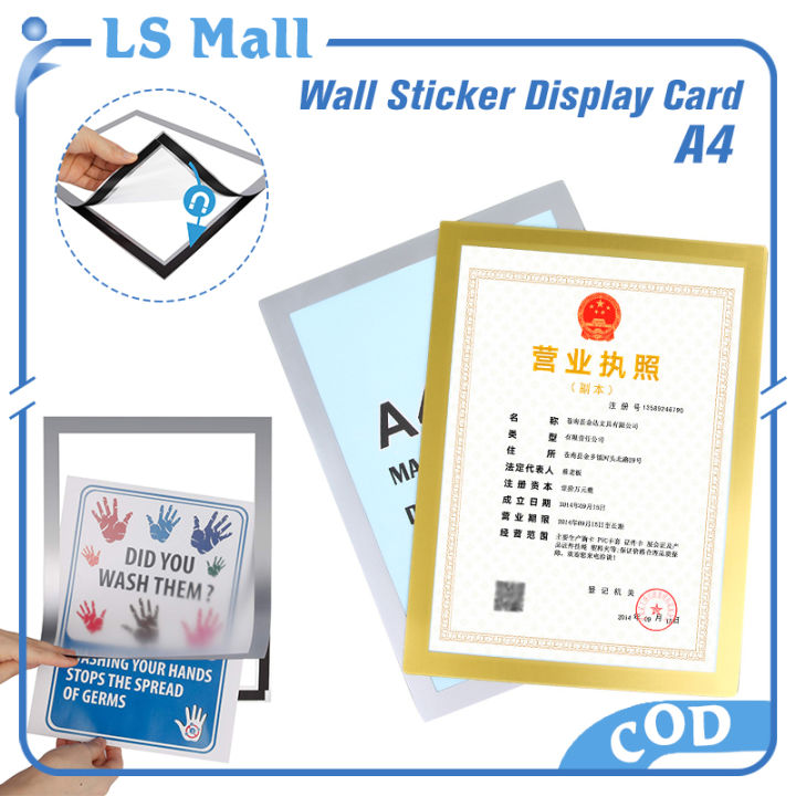 A4 Magnetic Sign Holder Double Sided Window Self-Adhesive Frame PVC ...