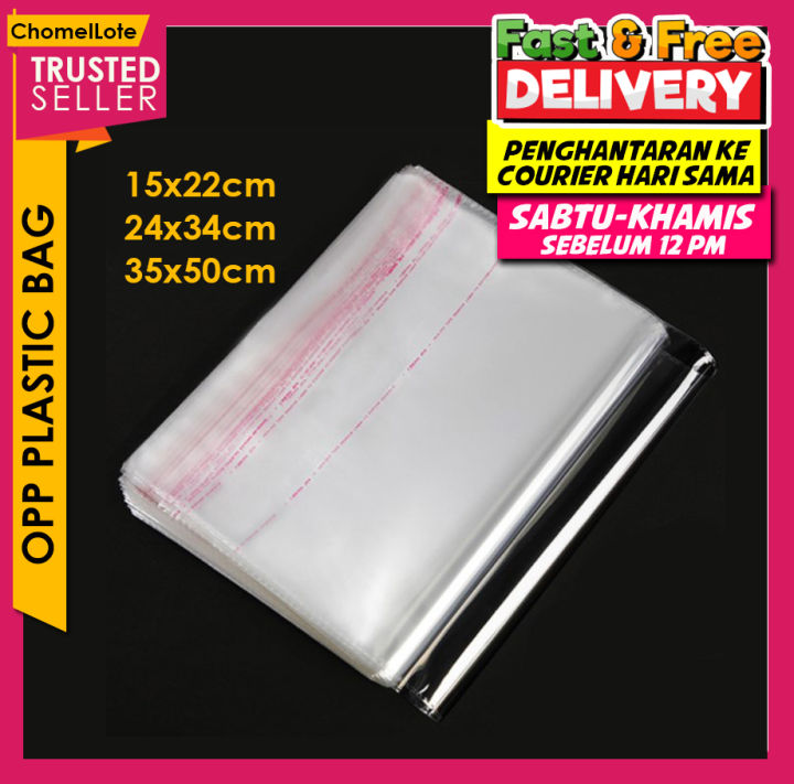 100 pcs/set Self Adhesive OPP Clear Transparent Plastic Packing Bag OPP ...