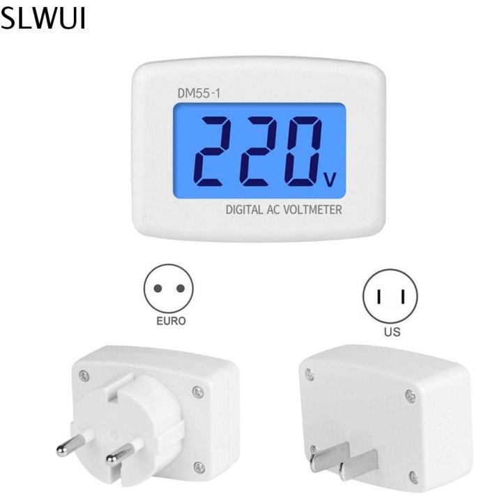 SLWUI LCD AC Meter DM55-1 Digital Voltmeter Plug Volt Meter Wall Flat ...