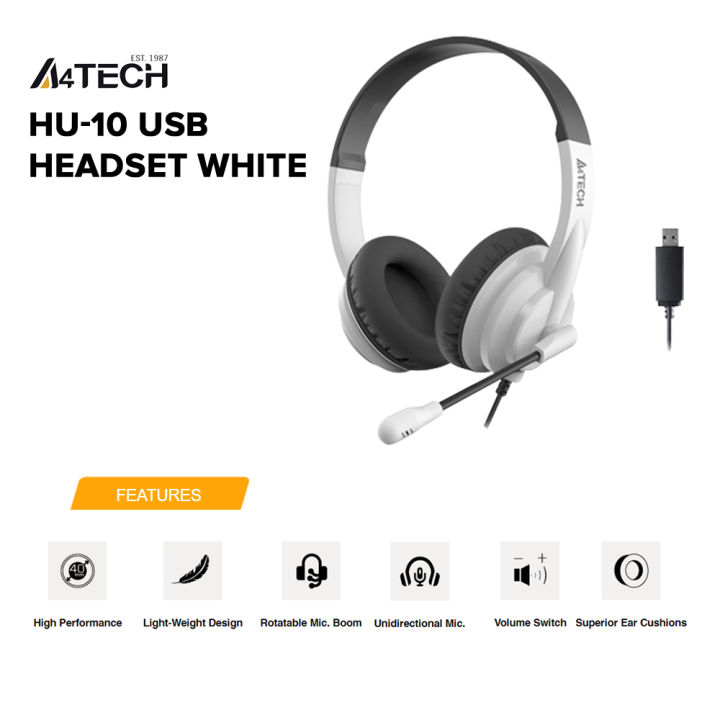 EasyPC | A4Tech HU-10 High Performance USB Headset Black or White Noise ...