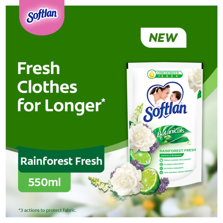 Softlan Botanicals Concentrated Fabric Softener Rainforest Fresh 550ml ...