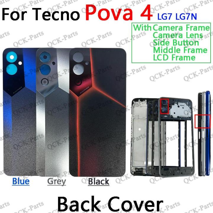 For Tecno LG7 Pova 4 LG7 LG7n Battery Back cover Housing middle frame ...