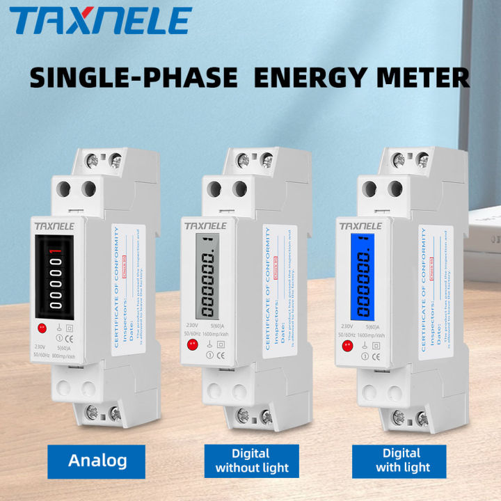 1P Single Phase Digital Wattmeter Power Consumption Analog Energy Meter ...