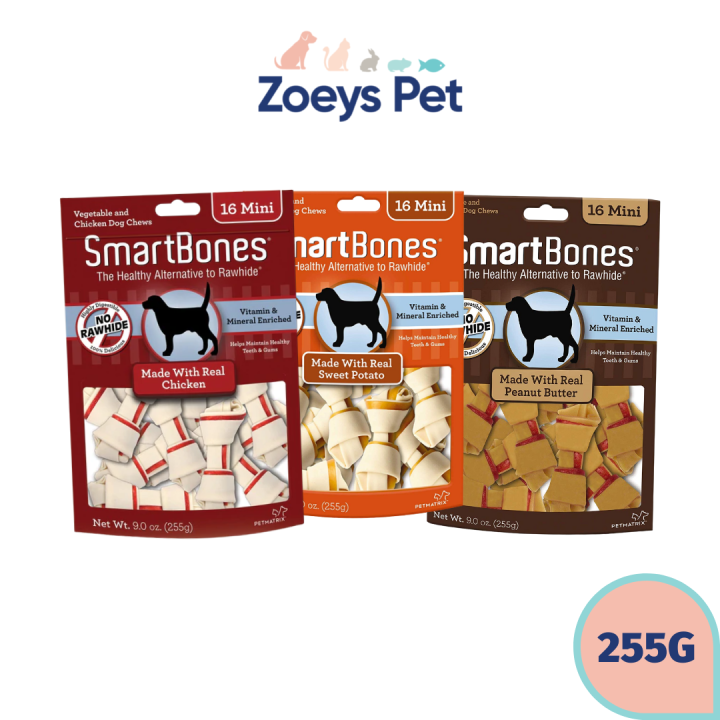 Smartbones Mini 16 Sticks Dog Treat 256g (Sweet Potato/Chicken/ Peanut ...