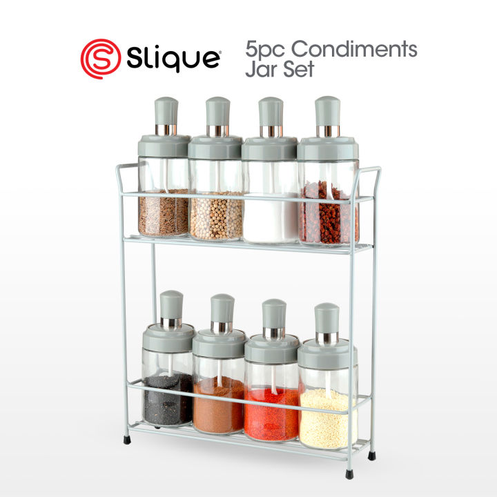SLIQUE Premium Condiment Jar Set Condiments Organizer Bottle Bottle ...