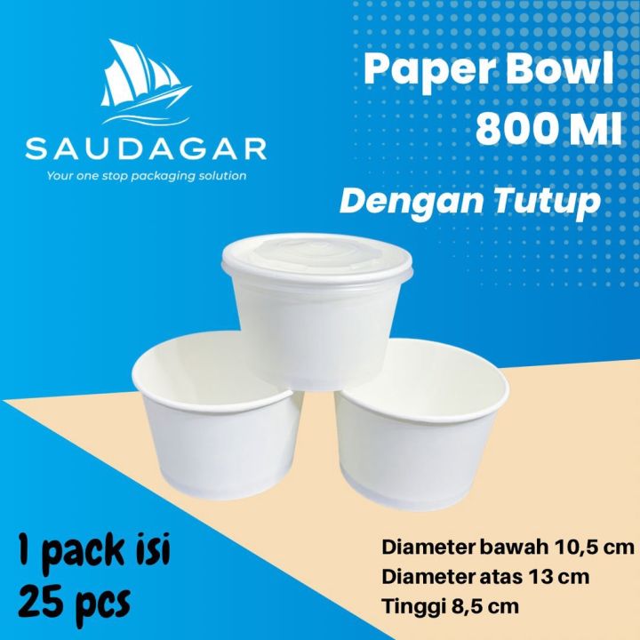 Paper Rice Bowl 800 ml / Mangkok Kertas Dengan Tutup | Lazada Indonesia