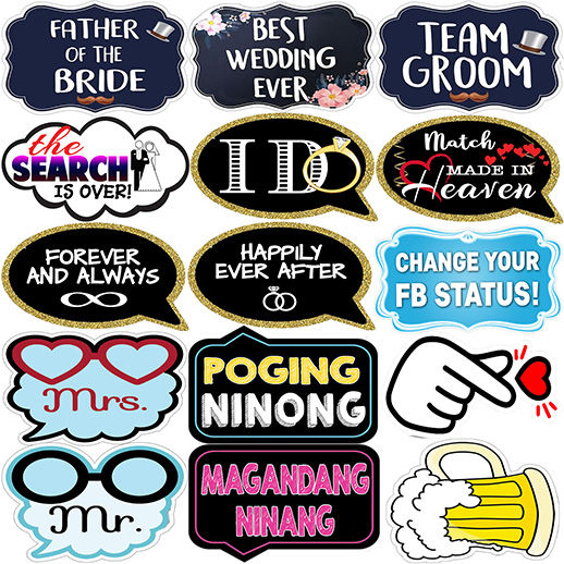 Photobooth props 15 pcs set on 1.5 mm sintraboard coated | Lazada PH