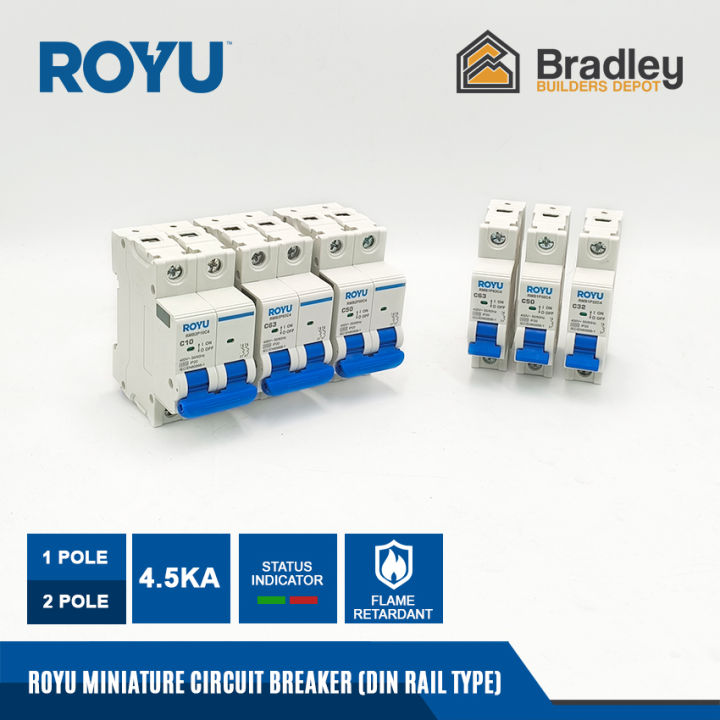 Royu Miniature Circuit Breaker (DIN Rail Type) 2 Pole and 1 Pole | Lazada PH