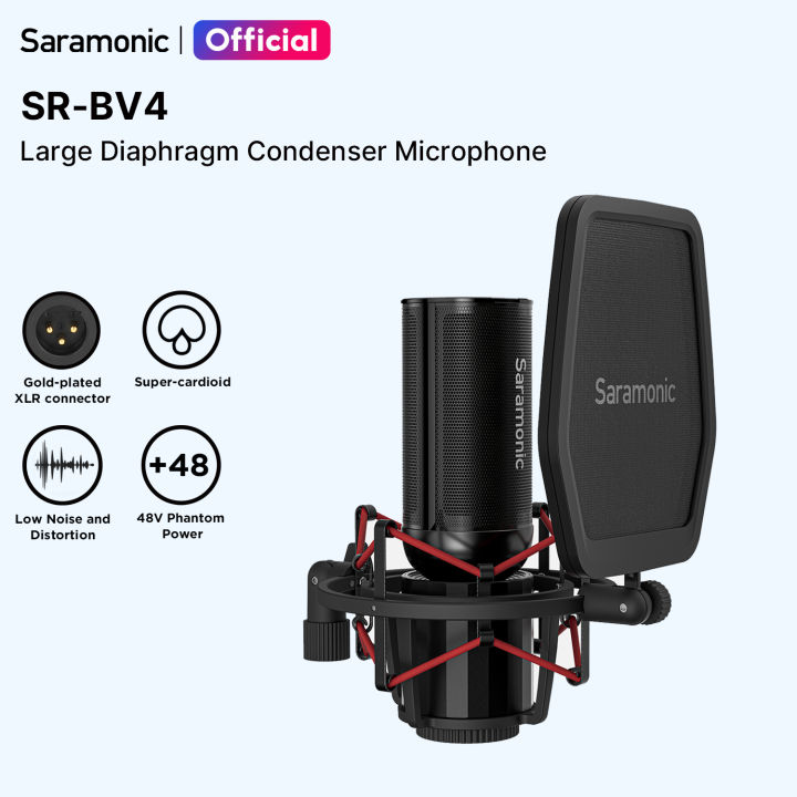 Saramonic SR-BV4 ไมโครโฟนคอนเดนเซอร์ Super Cardioid ไดอะแฟรมขนาดใหญ่ ...