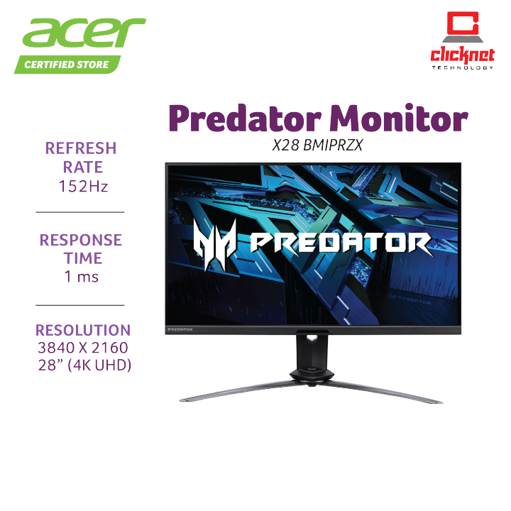ACER PREDATOR X28 BMIIPRZX 28'' 4K UHD LED GAMING MONITOR, 3840x2160 ...