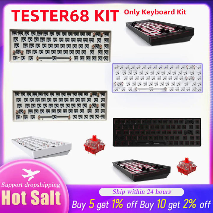 TESTER68 Mechanical Gamer Keyboard Gasket Kit Type-C Swappable Switch ...