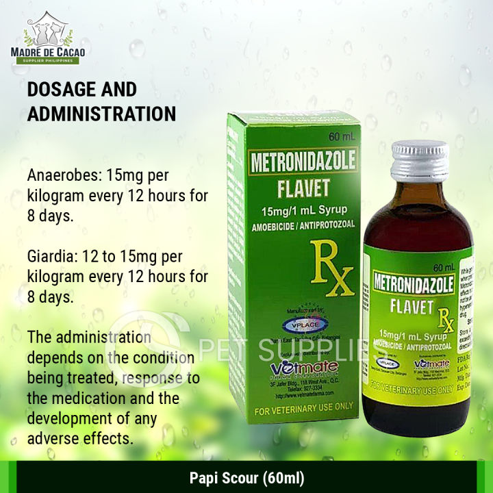 15mg/1mL Papi Metronidazole Flavet Syrup Amoebicide and Antiprotozoal ...
